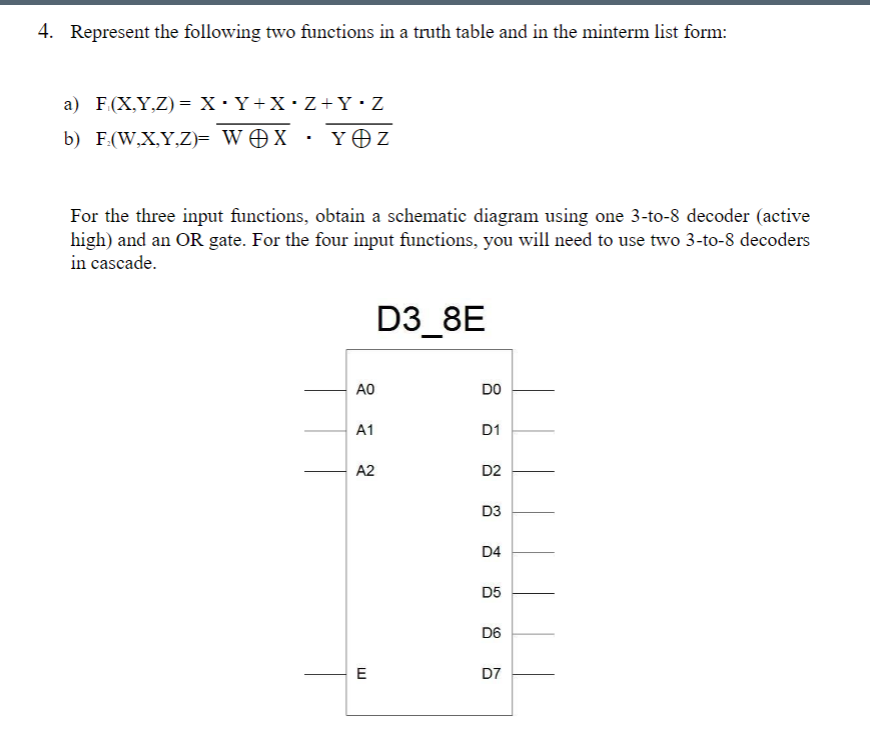 Solved Represent the following two functions in a truth | Chegg.com