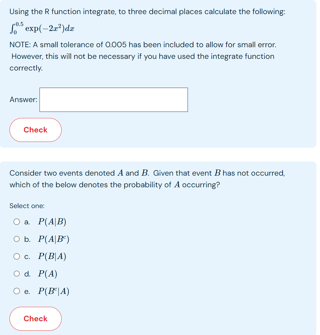 Solved Using the R function integrate, to three decimal | Chegg.com