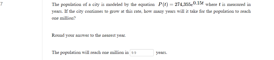 Solved The population of a city is modeled by the equation | Chegg.com