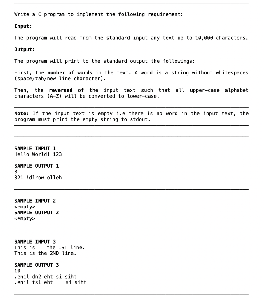 Solved Write a C program to implement the following | Chegg.com