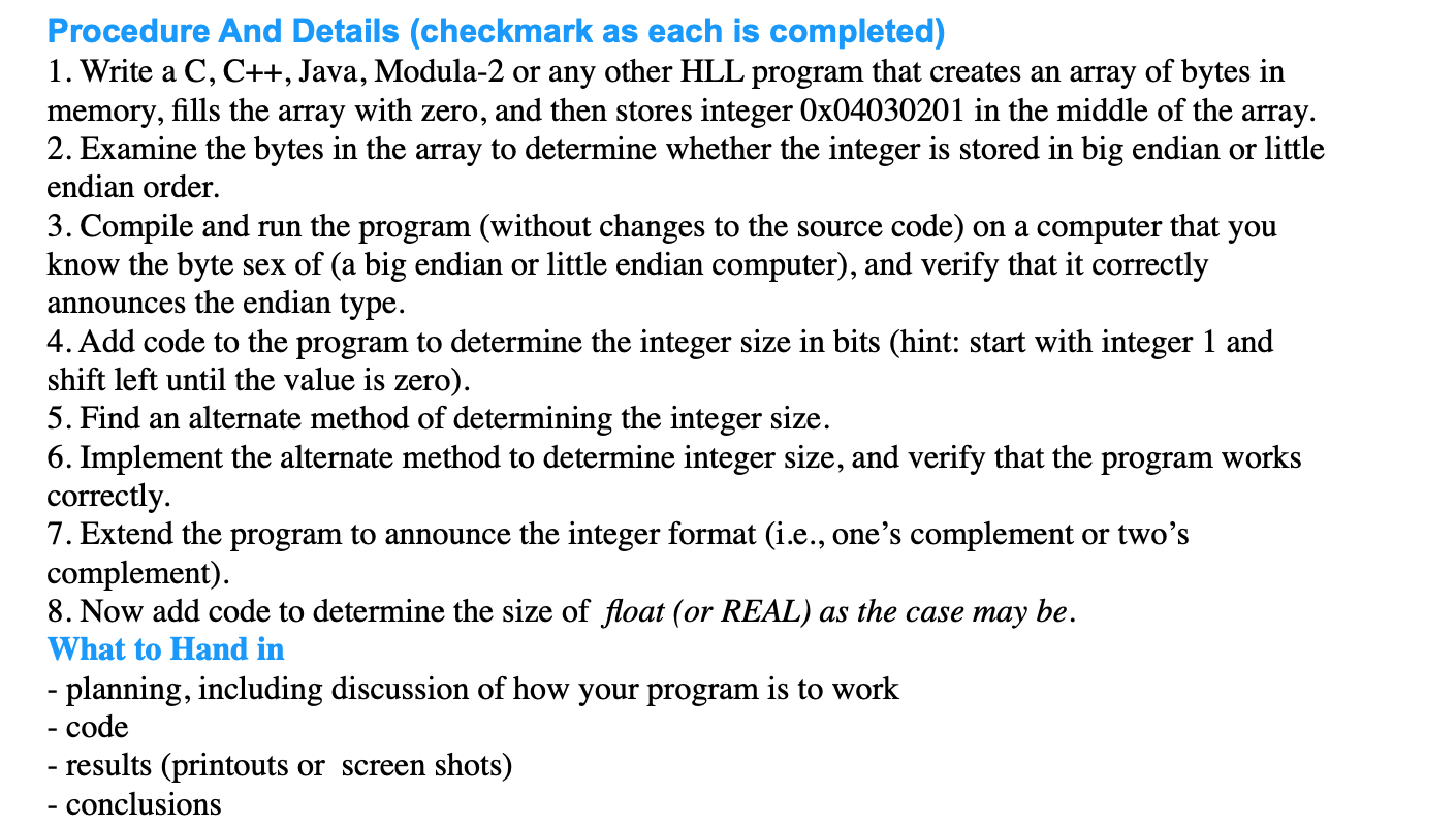 Solved Procedure And Details (checkmark as each is | Chegg.com