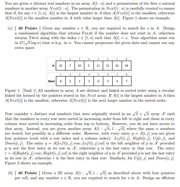 You are given n distinct real numbers in an array | Chegg.com