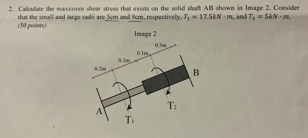 Solved 2. Calculate the maximum shear stress that exists on | Chegg.com