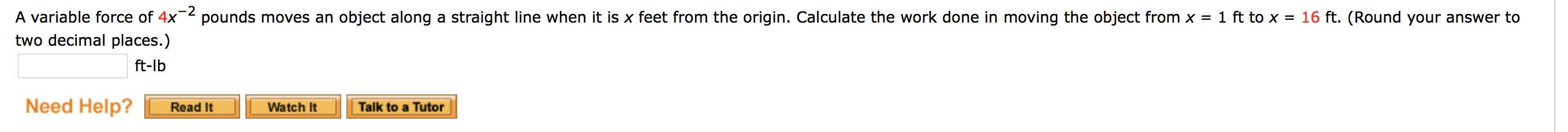 Solved A variable force of 4x^2 pounds moves an object along | Chegg.com