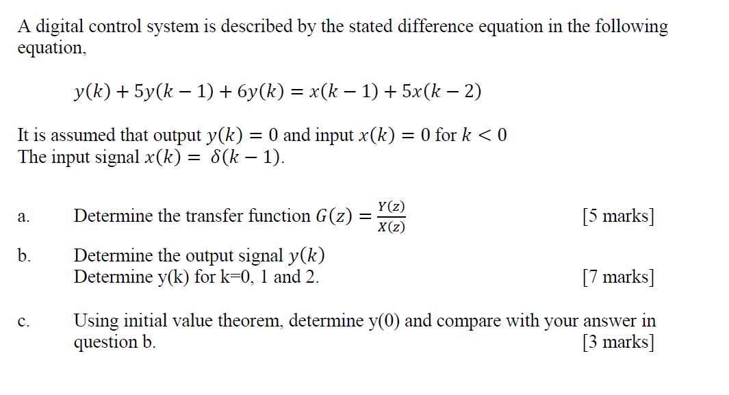 Solved A digital control system is described by the stated | Chegg.com
