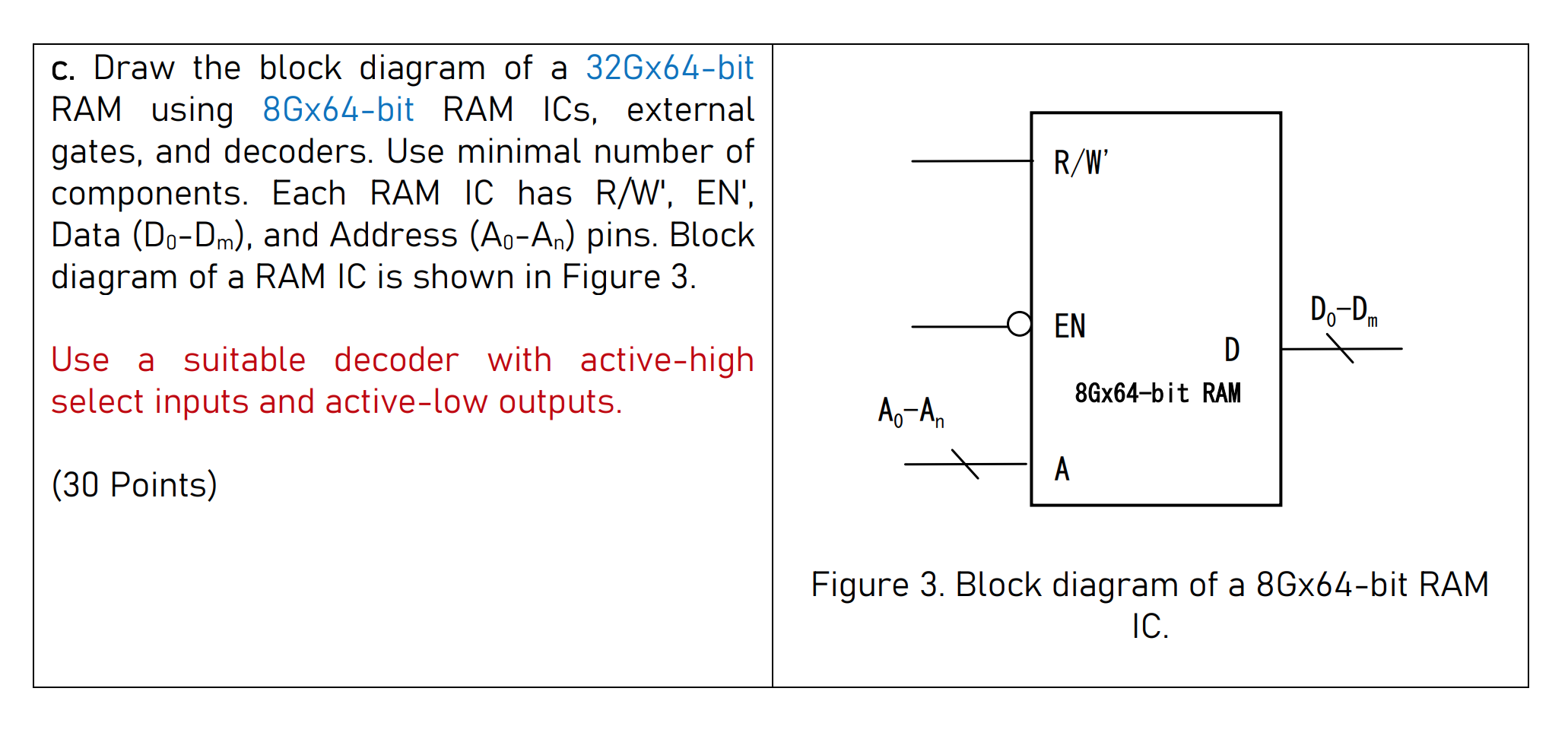 Solved R/W c. Draw the block diagram of a 32Gx64-bit RAM | Chegg.com