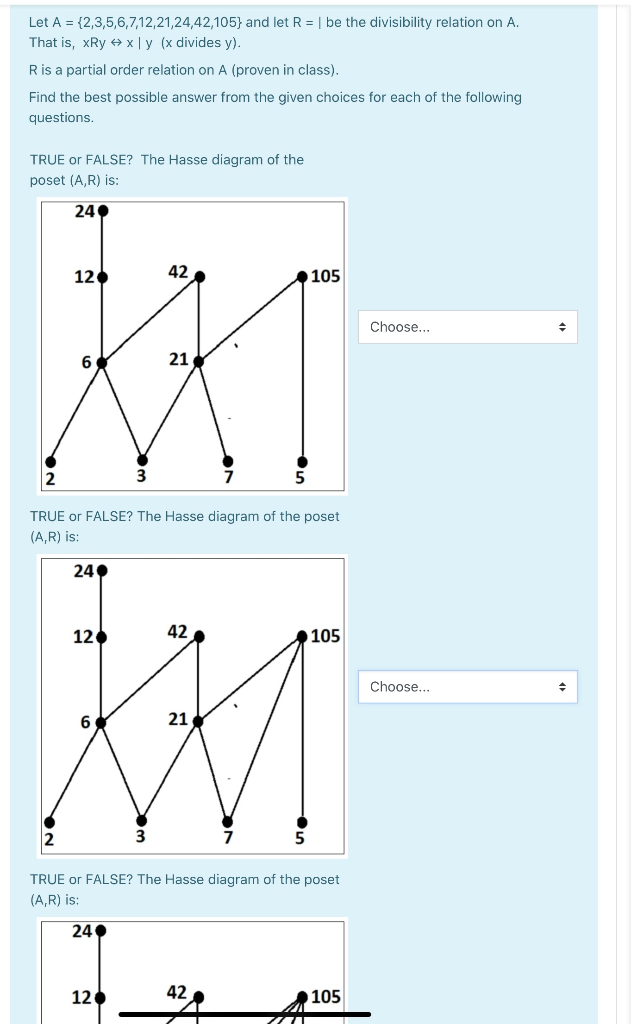 Solved Let A = {2,3,5,6,7,12,21,24,42,105) and let R = | be | Chegg.com