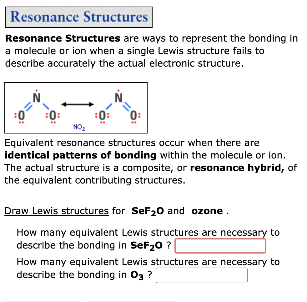 Solved Resonance Structures Resonance Structures are ways to | Chegg.com