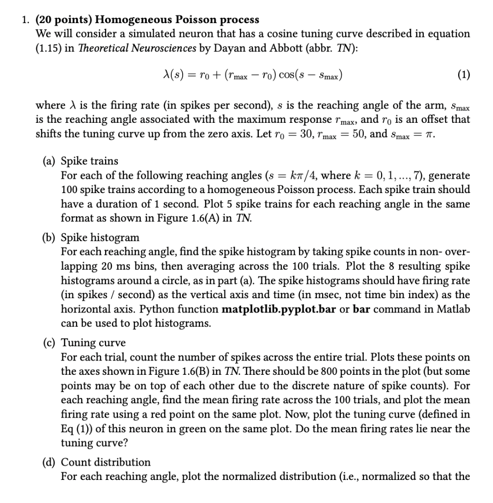 1. (20 points) Homogeneous Poisson process We will | Chegg.com