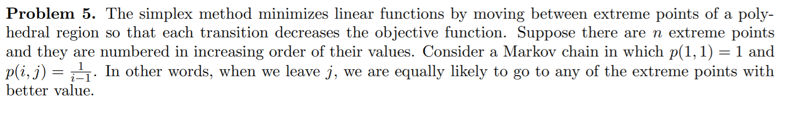 Problem 5. The simplex method minimizes linear | Chegg.com