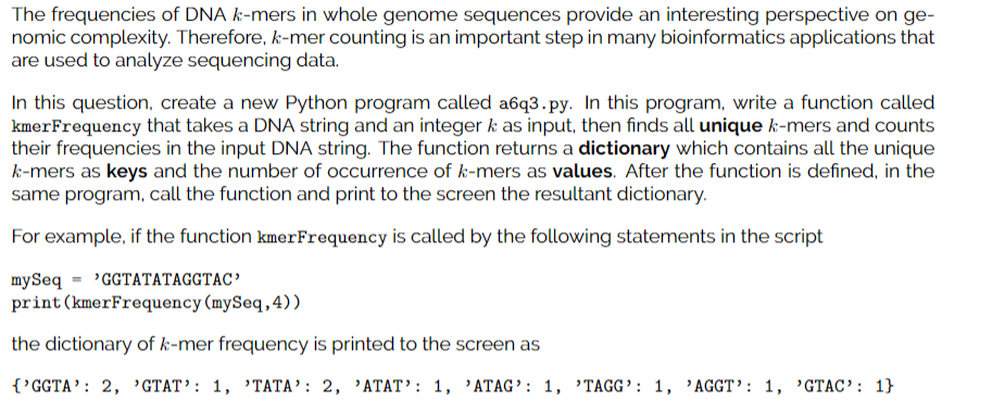 Solved The frequencies of DNA k-mers in whole genome | Chegg.com