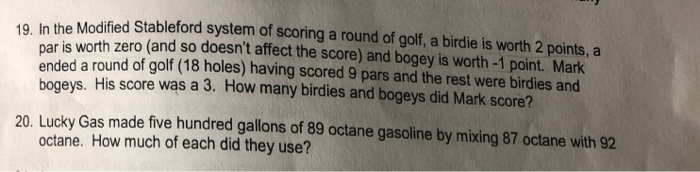 Solved 19. In the Modified Stableford system of scoring a | Chegg.com