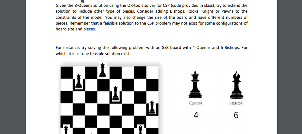 Given the 8-Queens solution using the OR-tools solver | Chegg.com