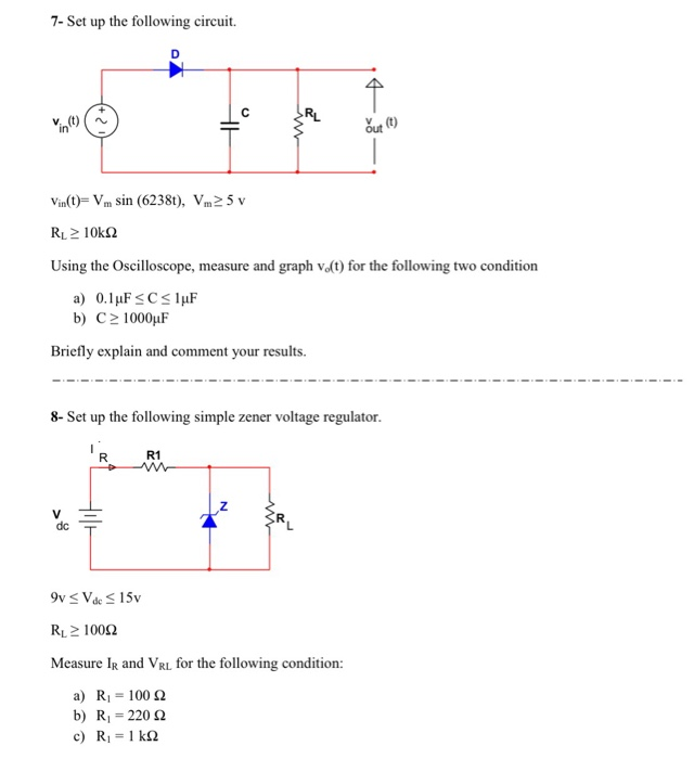 Solved 7- Set up the following circuit out Vin(t)-Vm sin | Chegg.com