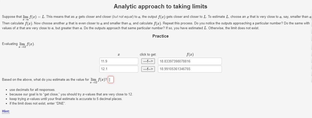 Solved Analytic approach to taking limits Suppose that lim | Chegg.com