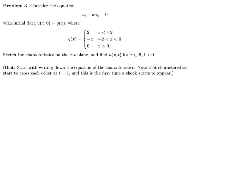 Solved Problem 3. Consider the equation with initial data | Chegg.com