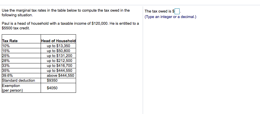 Solved Use the marginal tax rates in the table below to | Chegg.com