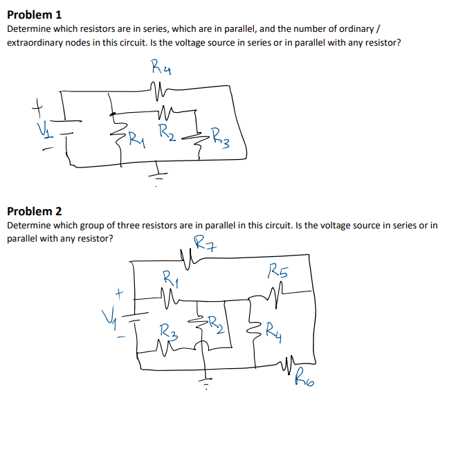 Solved Problem 1 Determine which resistors are in series, | Chegg.com