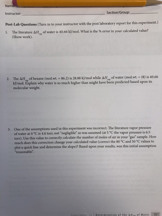 Solved Nam Instructor Section/Group: Post-Lab Questions | Chegg.com