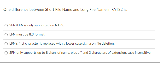 Solved One difference between Short File Name and Long File | Chegg.com