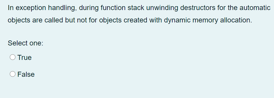 Solved In exception handling, during function stack | Chegg.com