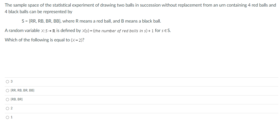 Solved The sample space of the statistical experiment of | Chegg.com