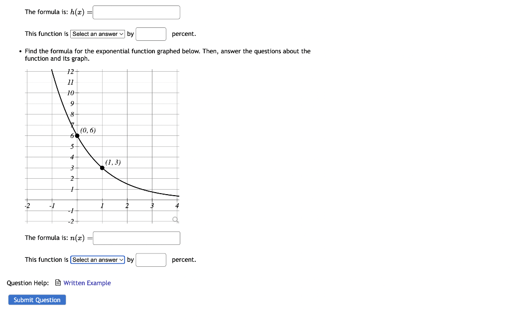 Solved - Find the formula for the exponential function | Chegg.com