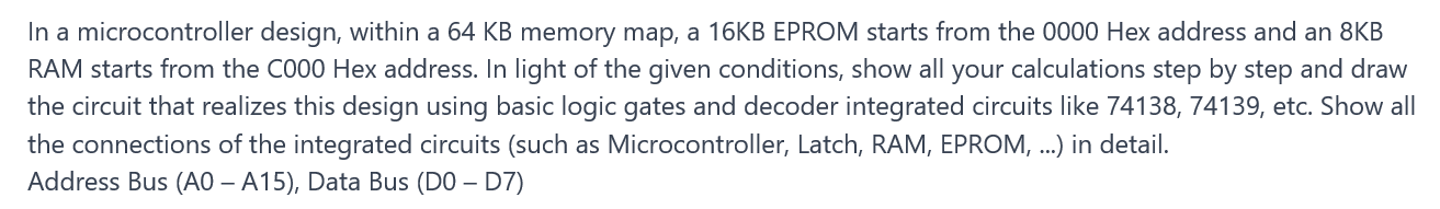 Solved In a microcontroller design, within a 64KB ﻿memory | Chegg.com