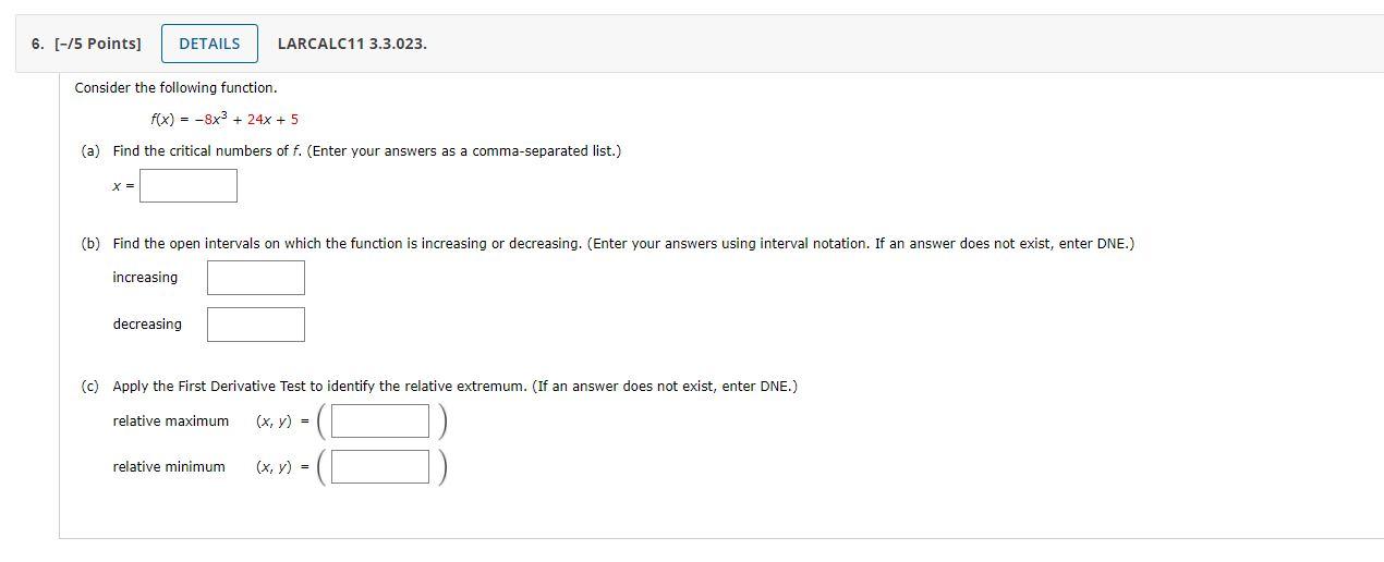 Solved 6. [-15 Points] DETAILS LARCALC11 3.3.023. Consider | Chegg.com