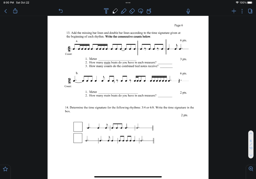 13. Add the missing bar lines and double bar lines | Chegg.com