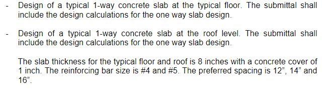 Solved Design of a typical 1-way concrete slab at the | Chegg.com