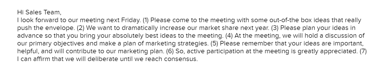 Solved Hi Sales Team, I look forward to our meeting next | Chegg.com