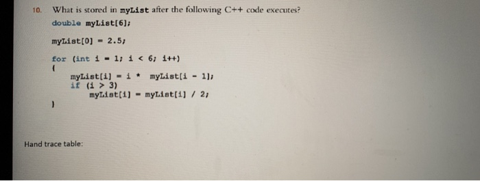 Solved What is stored in myList after the following C++ code | Chegg.com