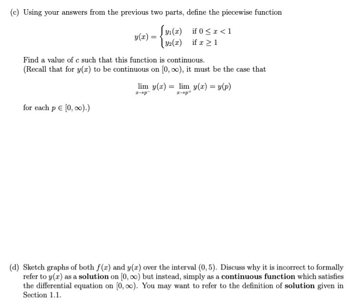 Solved 1. Consider the piecewise defined linear differential | Chegg.com