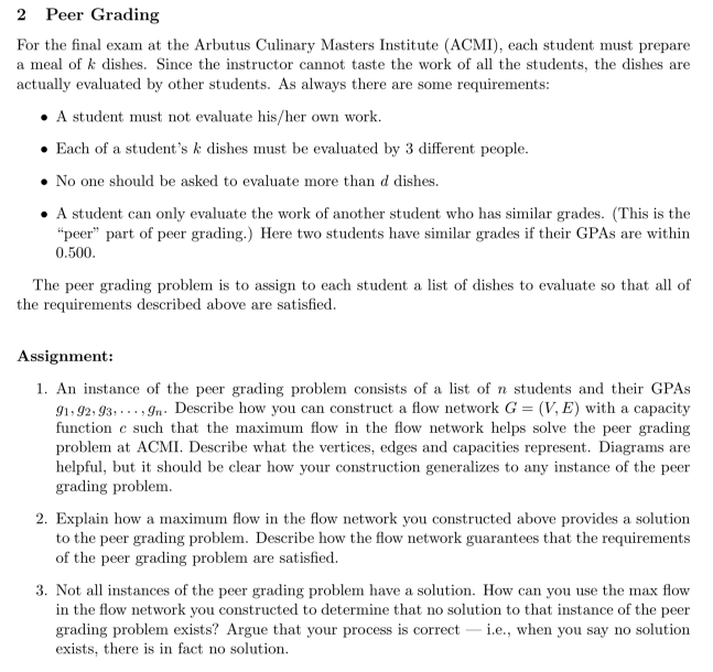 2 Peer Grading For the final exam at the Arbutus | Chegg.com