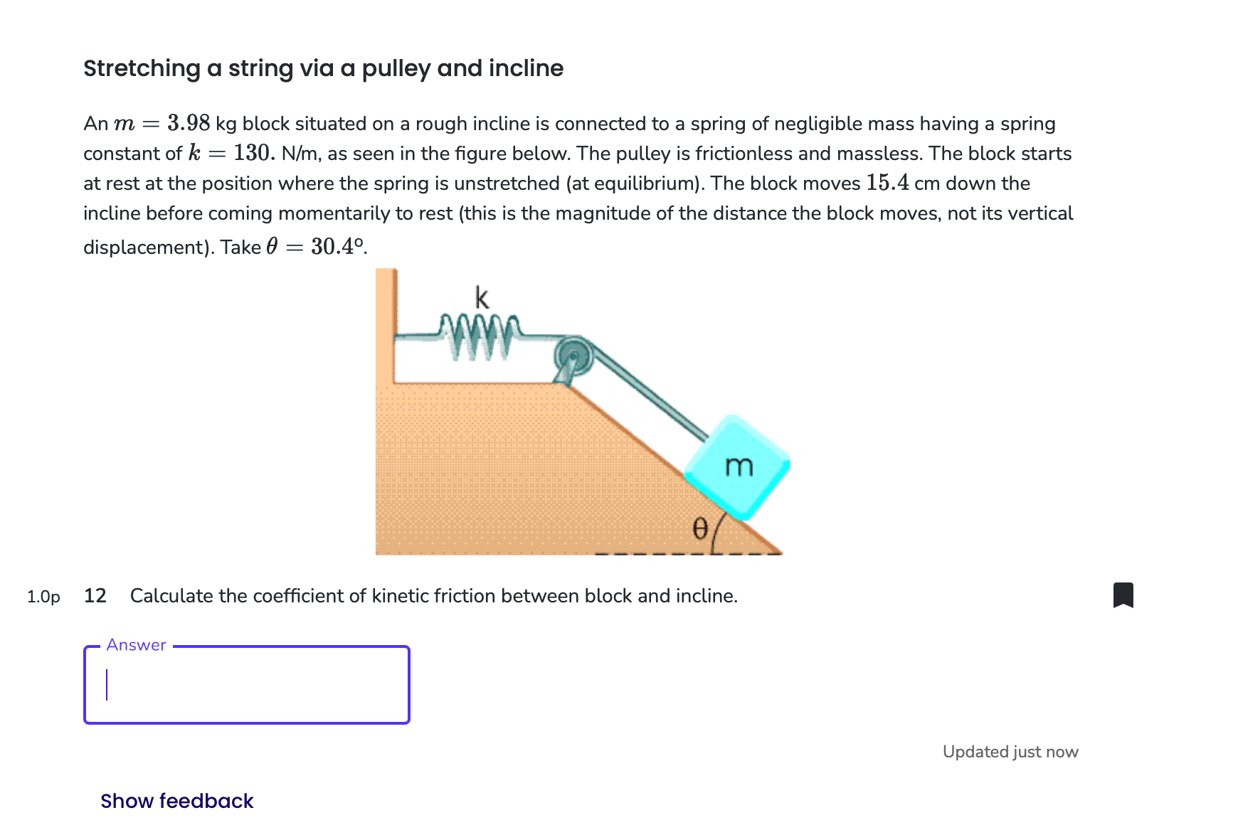 Solved Stretching a string via a pulley and incline An | Chegg.com