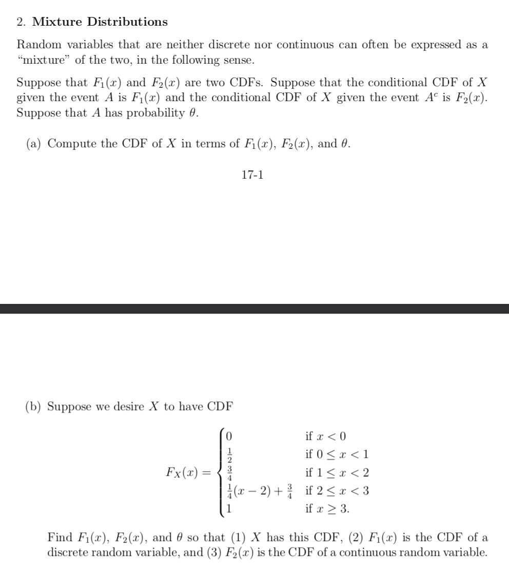 Solved 2. Mixture Distributions Random variables that are | Chegg.com