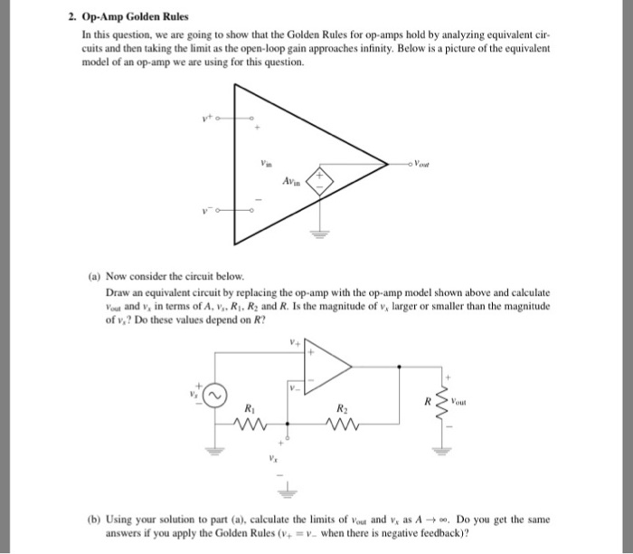 Solved 2. Op-Amp Golden Rules In this question, we are going | Chegg.com