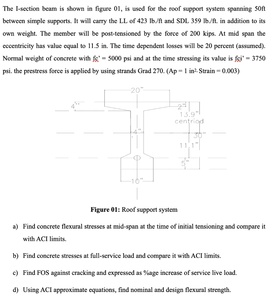 Solved The I-section beam is shown in figure 01, is used for | Chegg.com