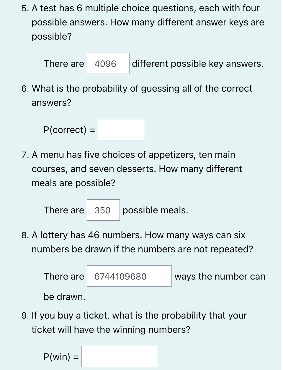 Solved number 5 and 6 go together and number 8 and 9 go | Chegg.com