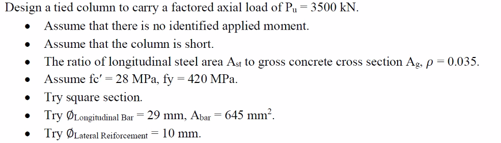Solved . . Design a tied column to carry a factored axial | Chegg.com