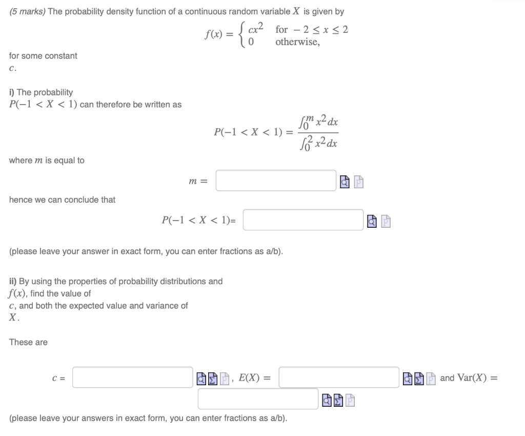 Solved (5 marks) The probability density function of a | Chegg.com