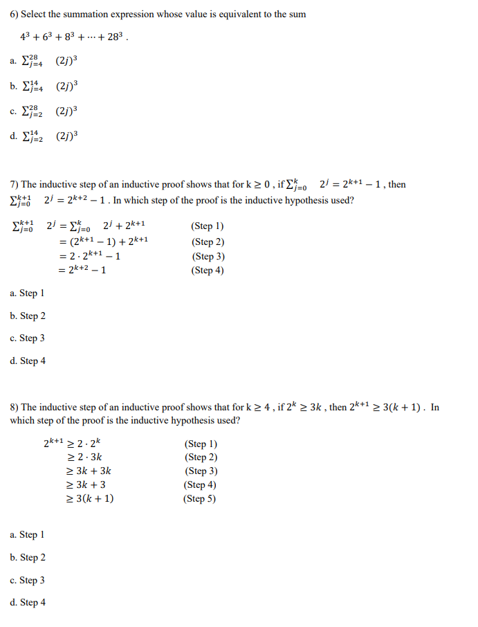 Solved 6) Select the summation expression whose value is | Chegg.com