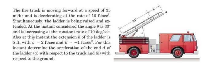 Solved The fire truck is moving forward at a speed of 35 | Chegg.com