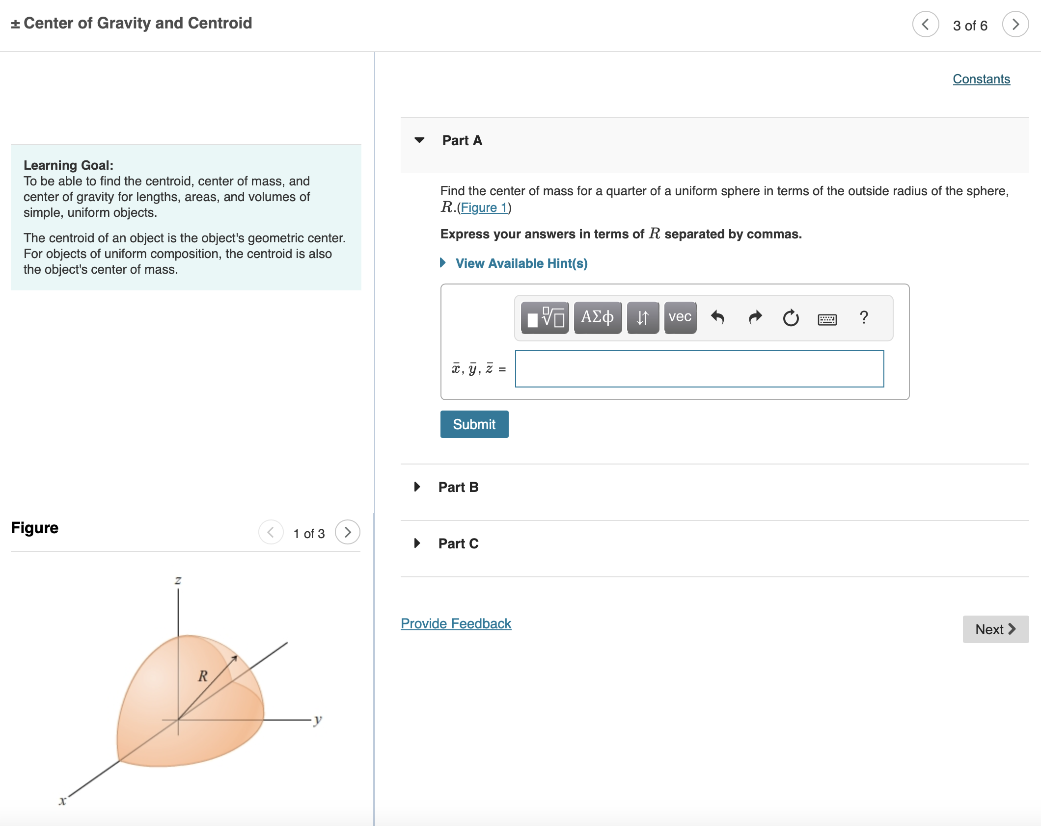 Solved \pm Center of Gravity and Centroid 3 of 6 Part A | Chegg.com