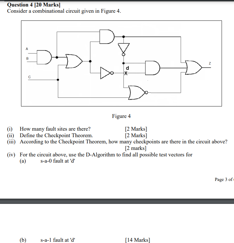 Solved Question 4 [20 Marks] Consider a combinational | Chegg.com