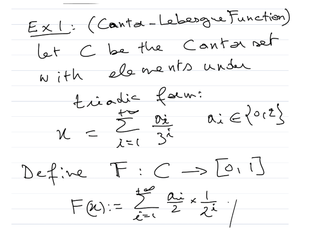 Solved Ex1: (Canto-Lebergue Function) let C be the Cantor | Chegg.com