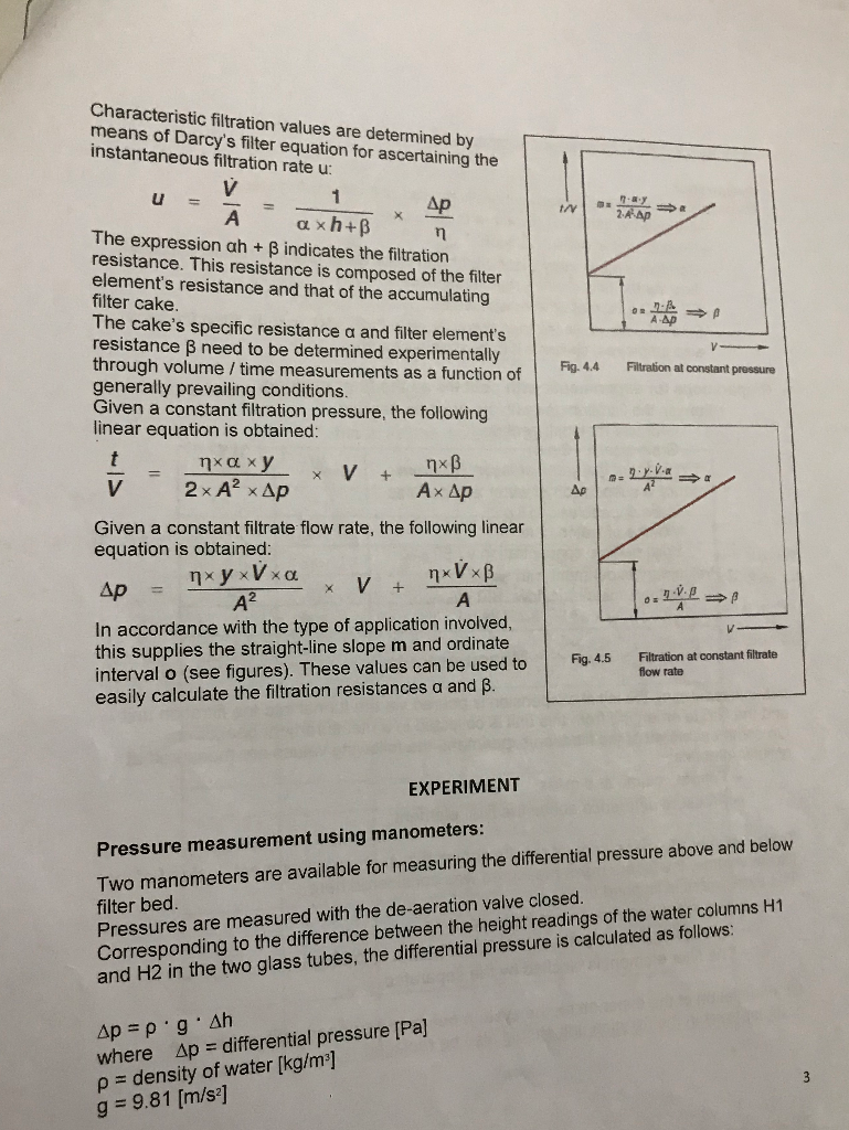 Characteristic filtration values are determined by | Chegg.com