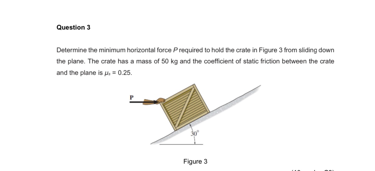 Solved Determine the minimum horizontal force P required to | Chegg.com