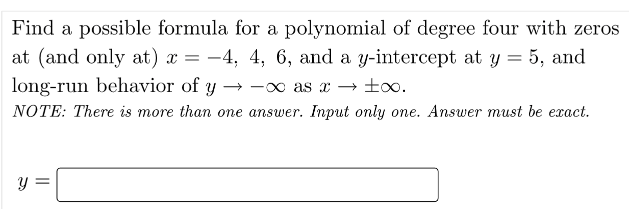 Solved Find a possible formula for a polynomial of degree | Chegg.com